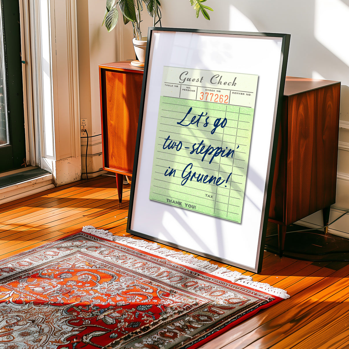 Let's Go Two-Steppin' In Gruene Guest Check Art Print – Tejas Country Club