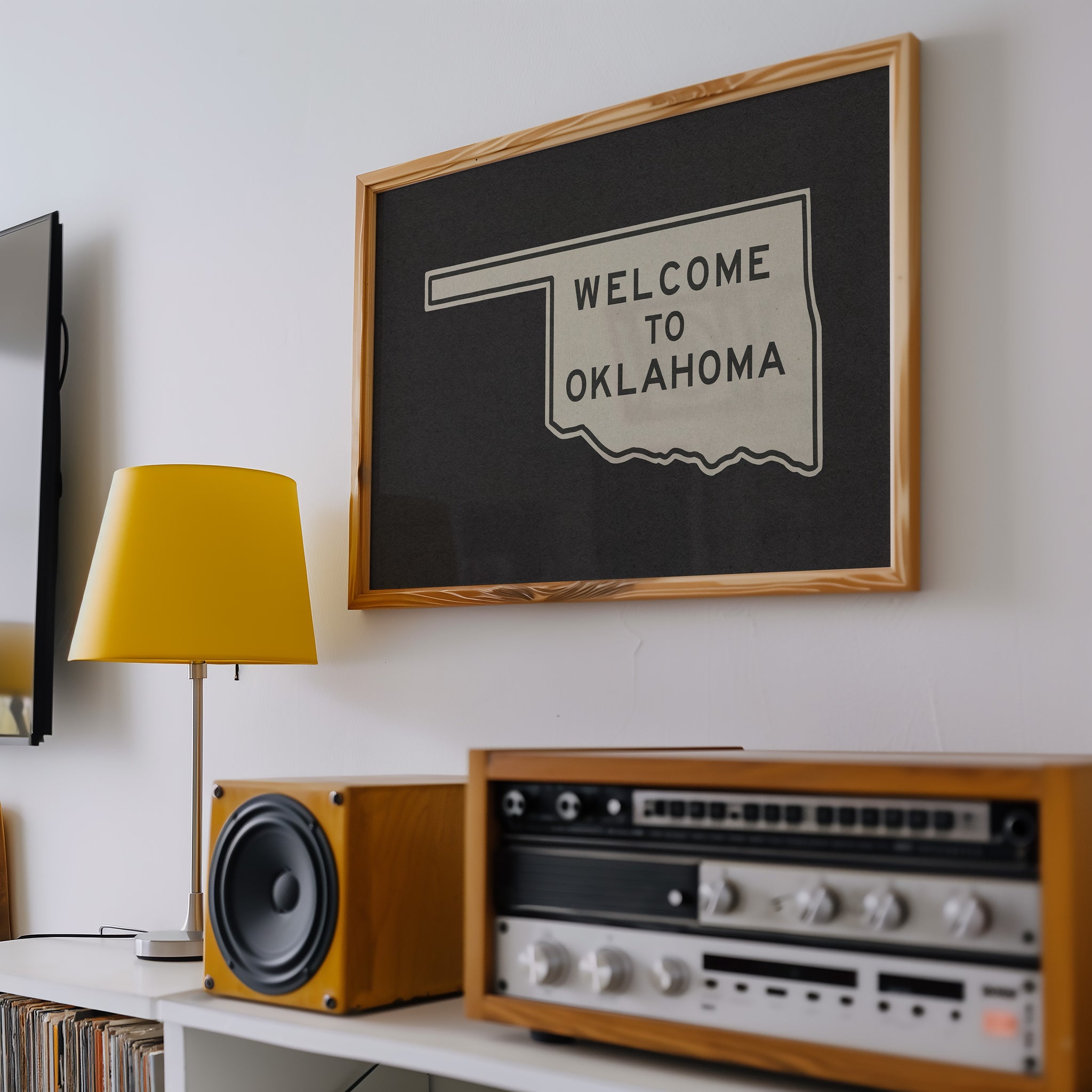 Welcome To Oklahoma Vintage Road Sign Art Print – Tejas Country Club