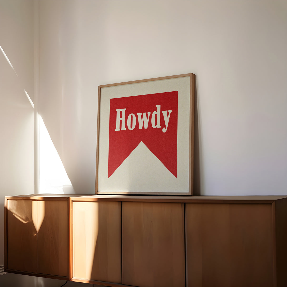 Howdy Banner Tab Typography Square Art Print – Tejas Country Club