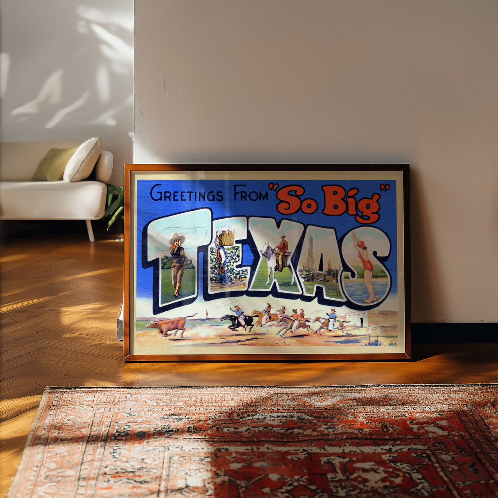 Texas Is So Big Vintage Postcard Print – Tejas Country Club