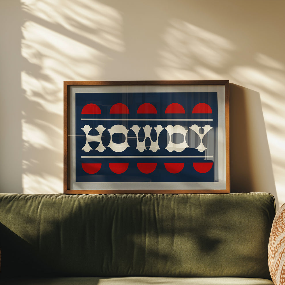 Navy and Red Howdy Home Decor Art Print – Tejas Country Club