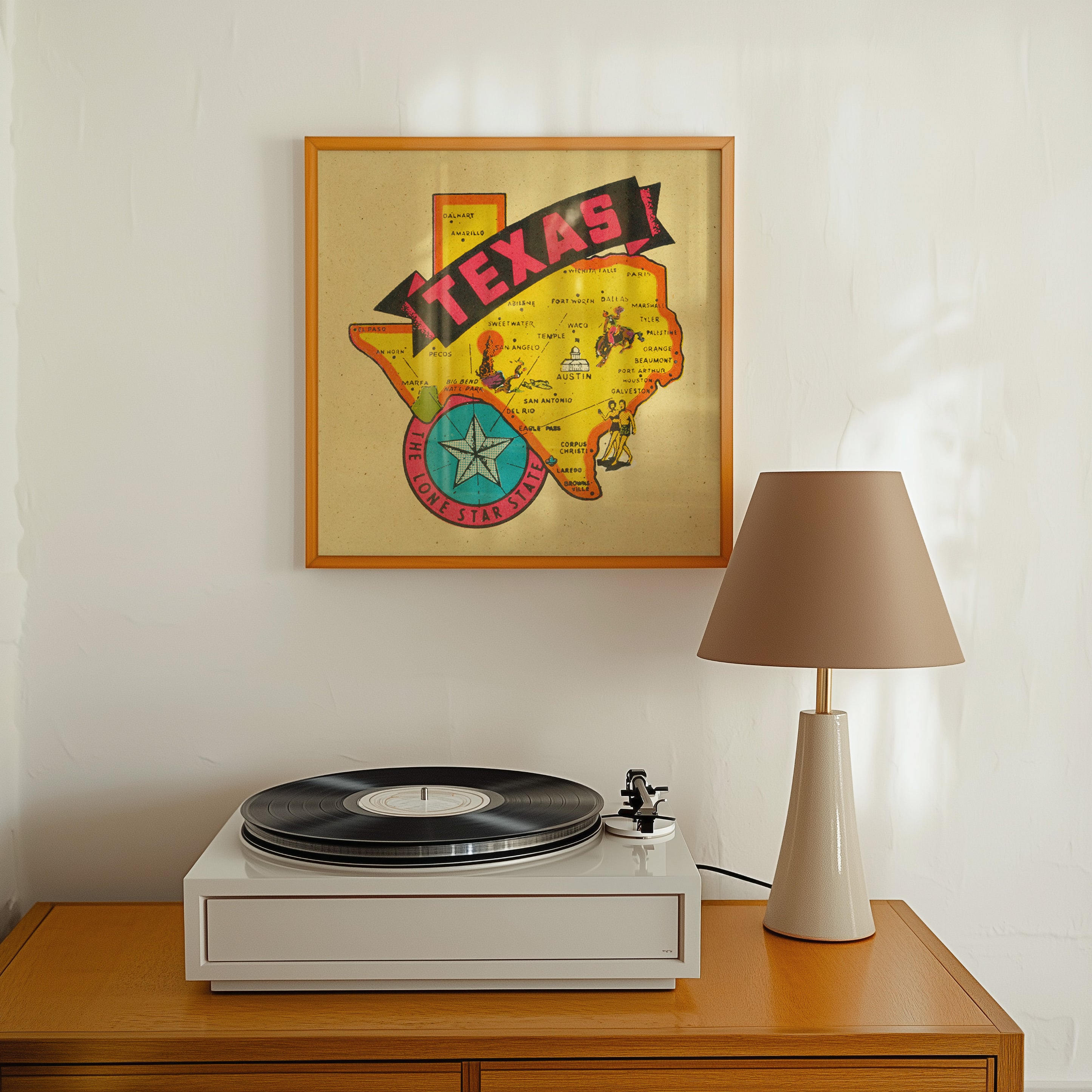 Vintage State of Texas Travel Map Decal Art Print – Tejas Country Club
