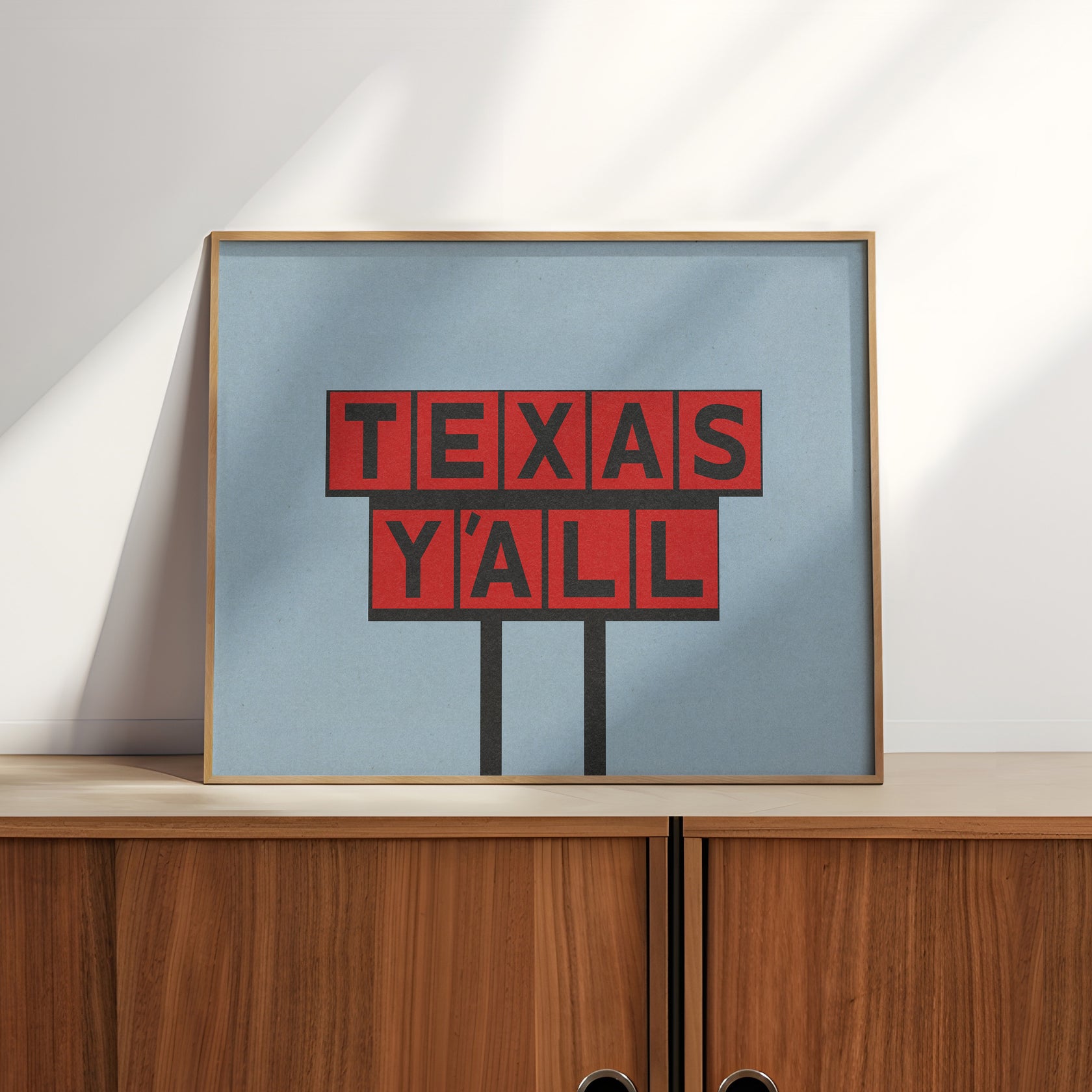Texas Y'all Billboard Red & Black Art Print – Tejas Country Club