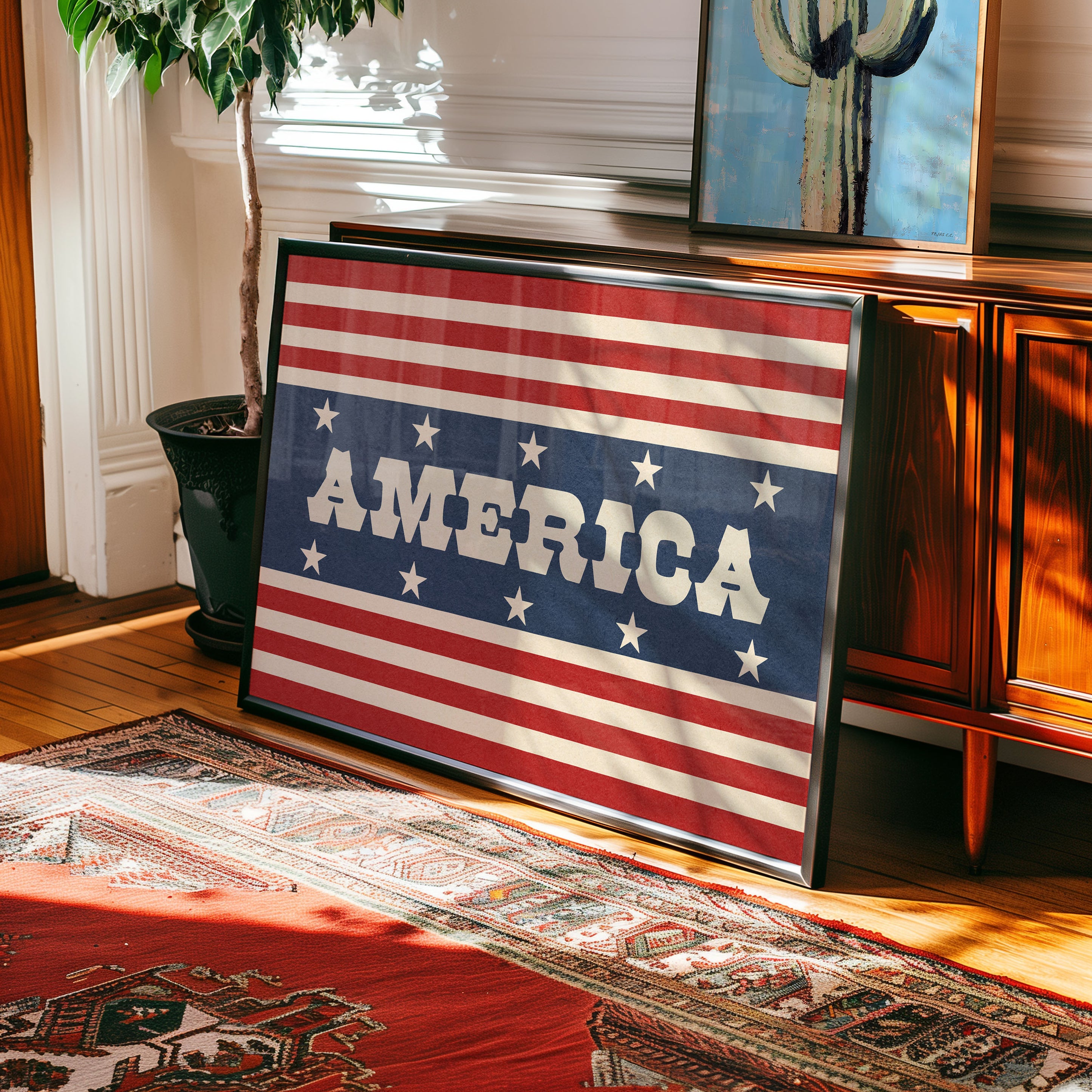 America Flag Style Home Decor Art Print – Tejas Country Club