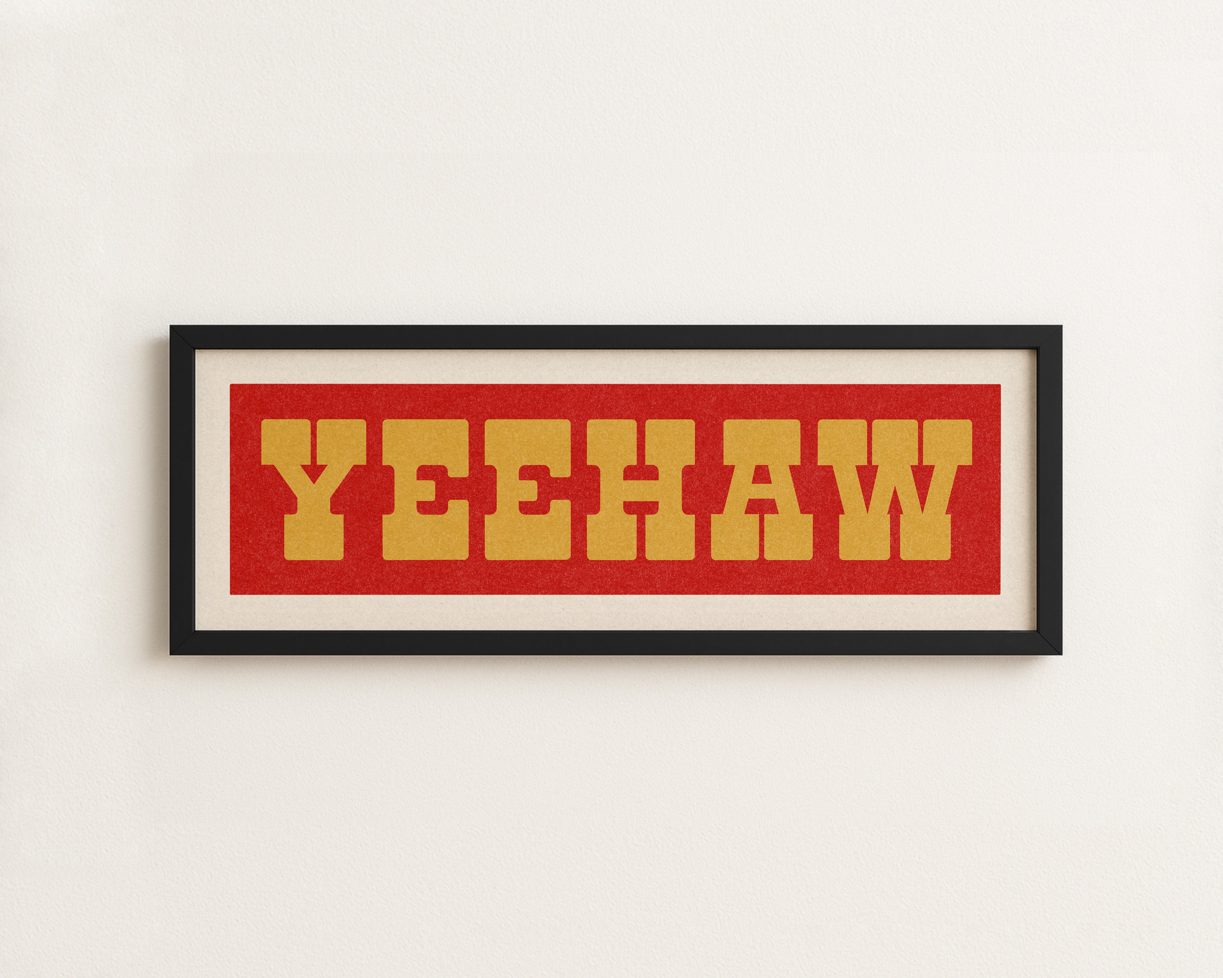 Framed YEEHAW Sign Red & Gold Art Print – Tejas Country Club