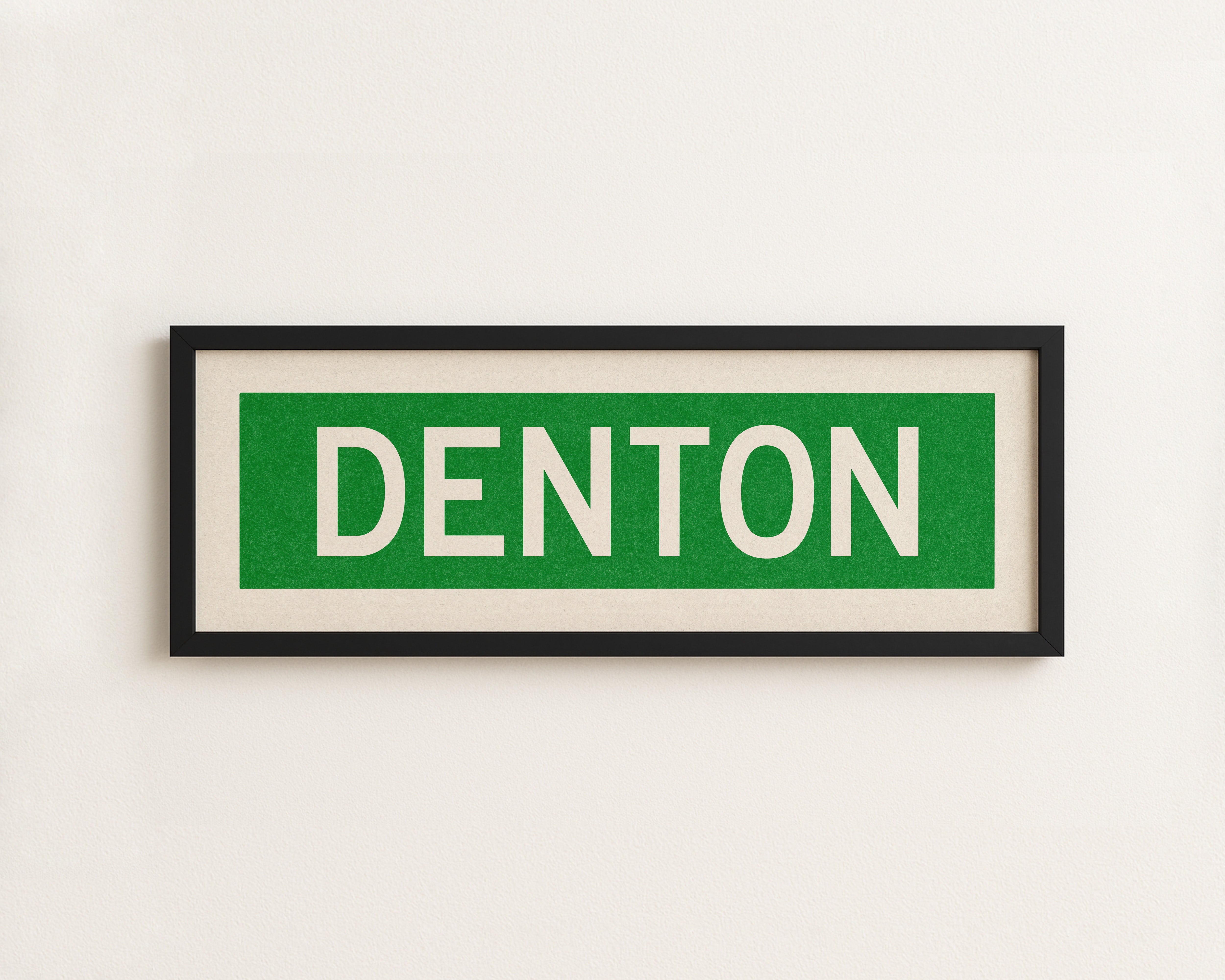 Framed Denton Green and White Bus Scroll – Tejas Country Club