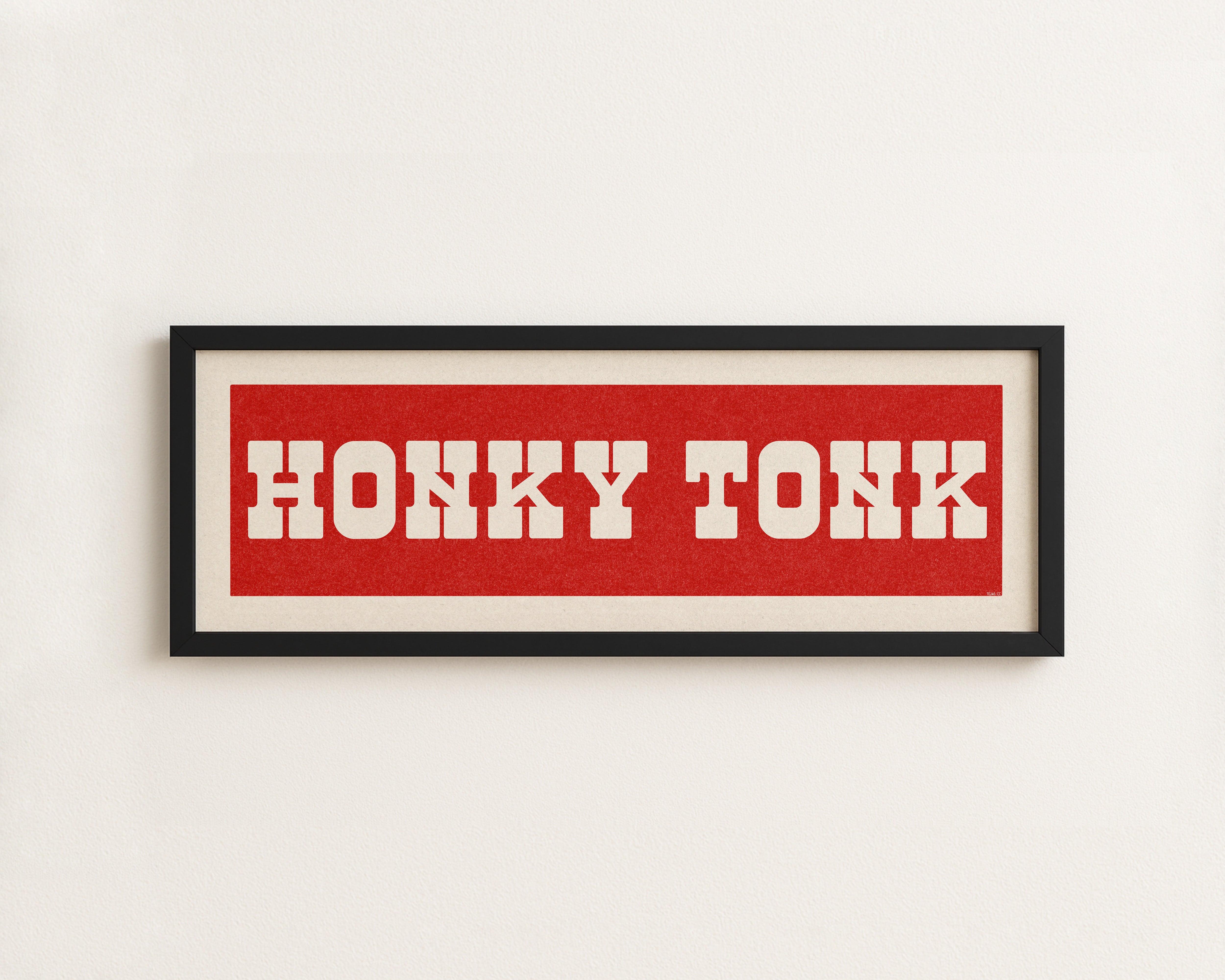 Framed HONKY TONK Sign Red & White Art Print – Tejas Country Club