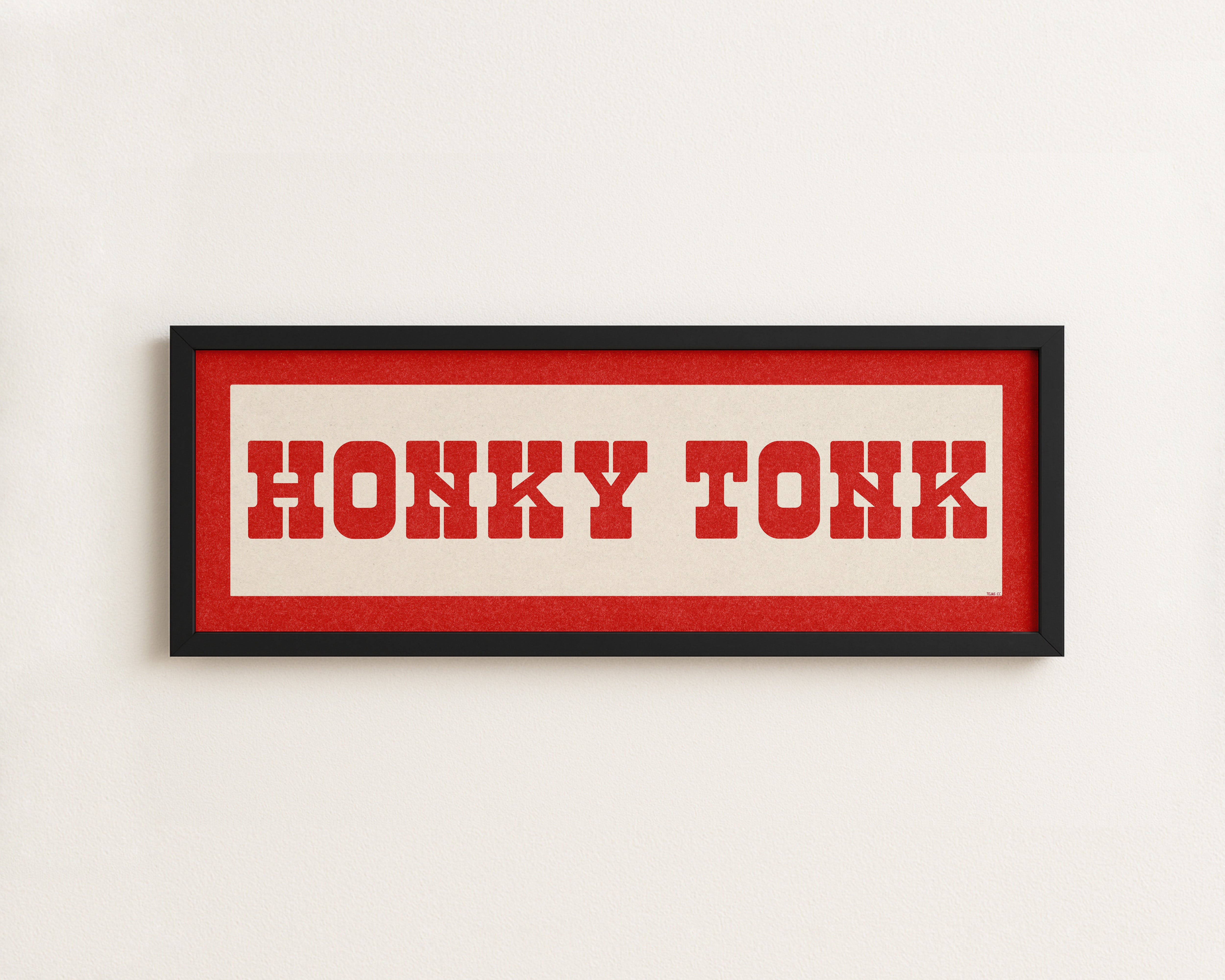 Framed HONKY TONK Sign White & Red Art Print – Tejas Country Club