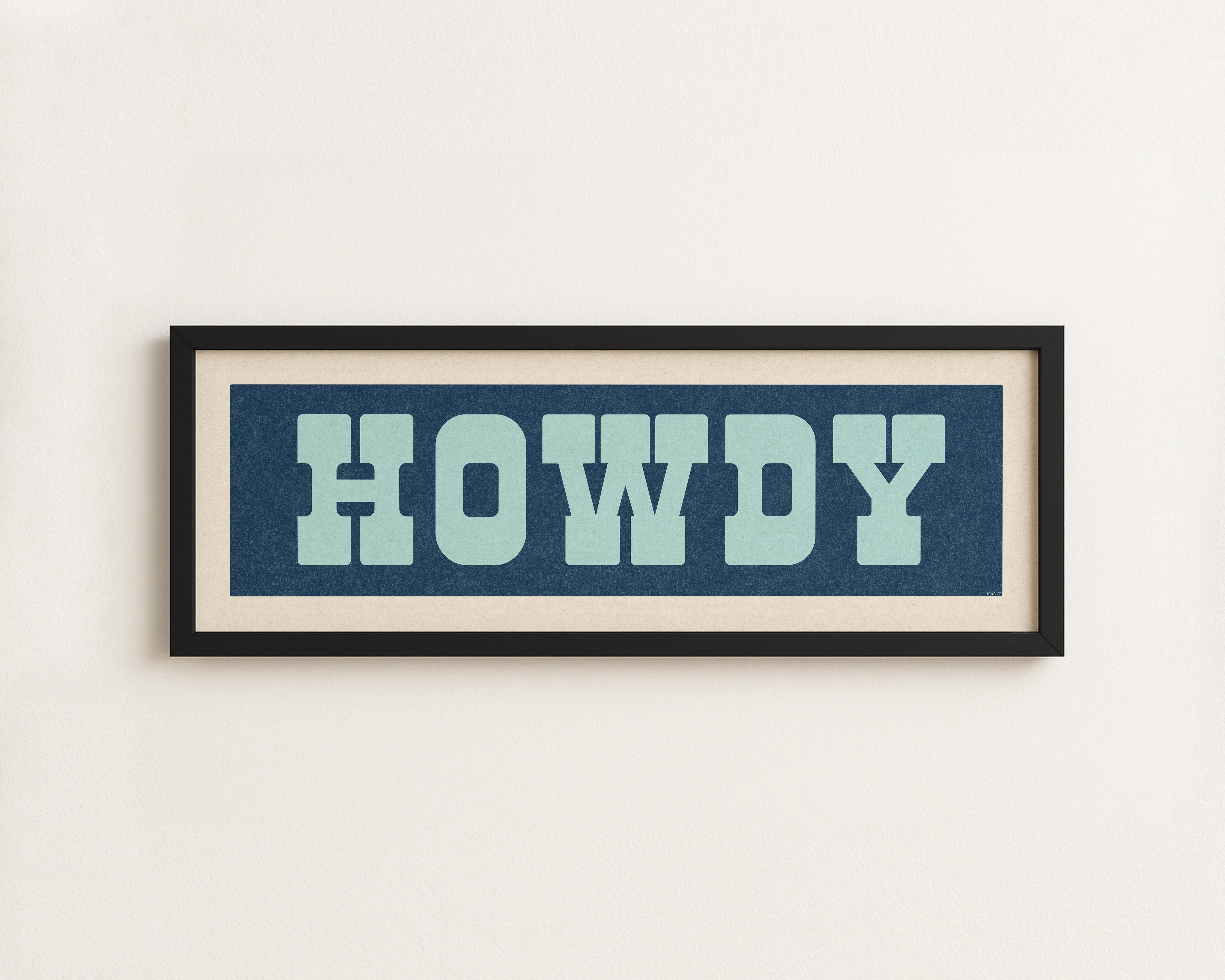 Framed HOWDY Sign Blue & Aqua Art Print – Tejas Country Club