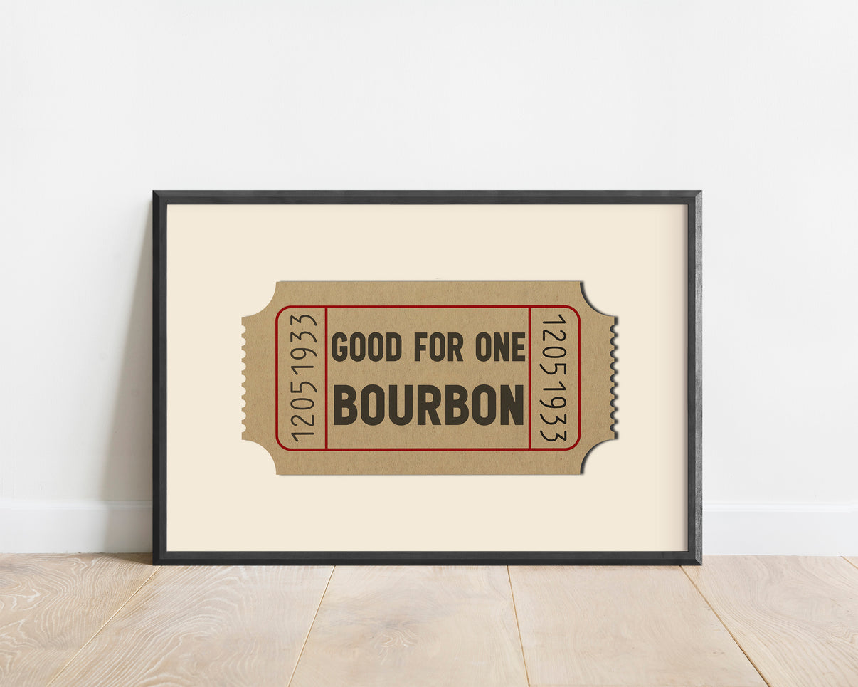 Good For One Bourbon Ticket Stub Art Print – Tejas Country Club