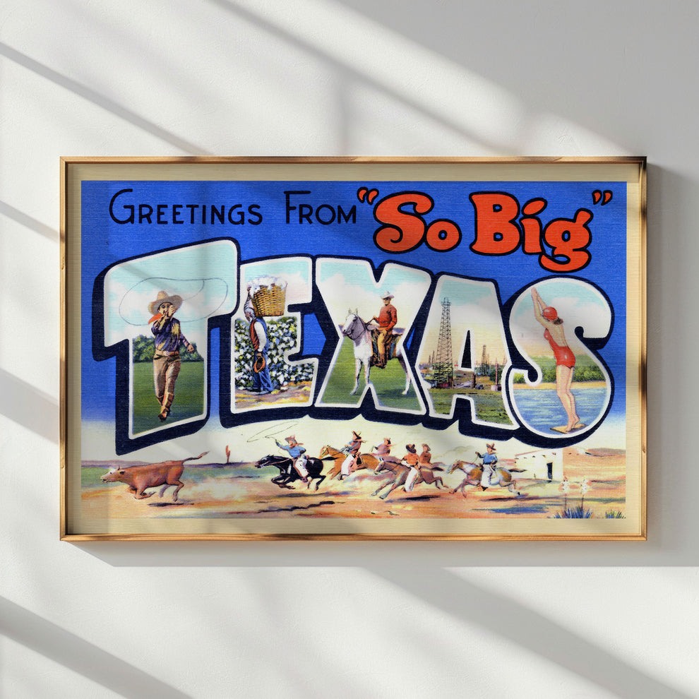 Texas Is So Big Vintage Postcard Print – Tejas Country Club