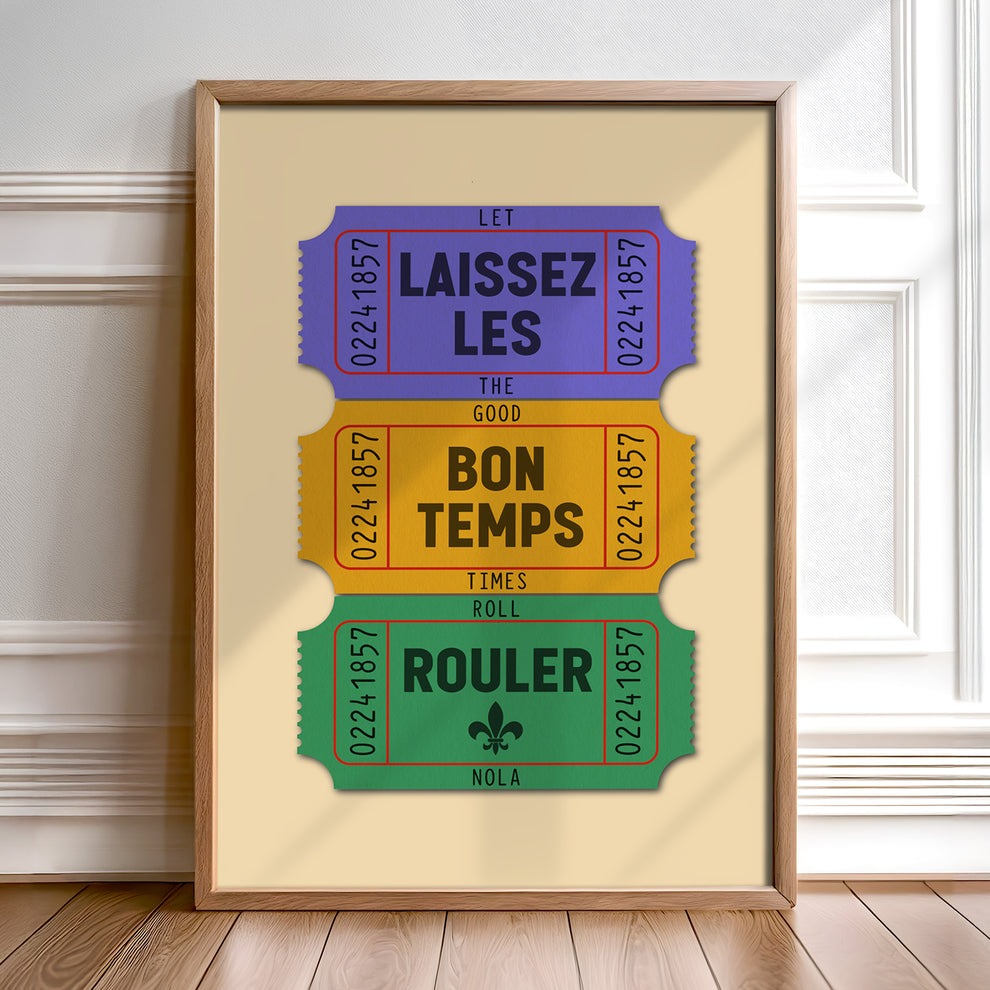 New Orleans Let The Good Times Roll French Quarter Ticket Stub Art Pri ...